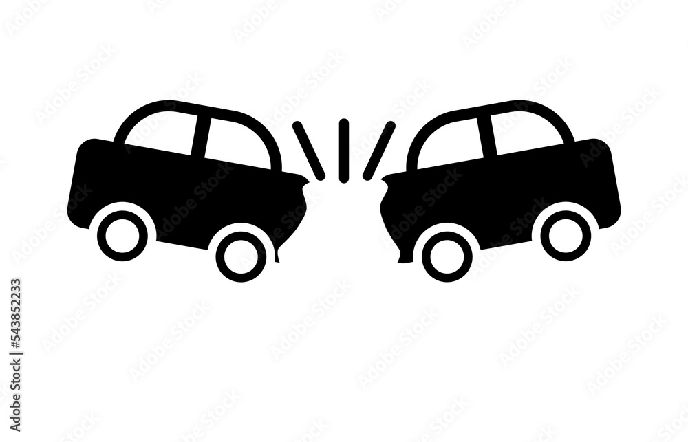 ภาพประกอบสต็อก Car collided with each other illustration on white ...