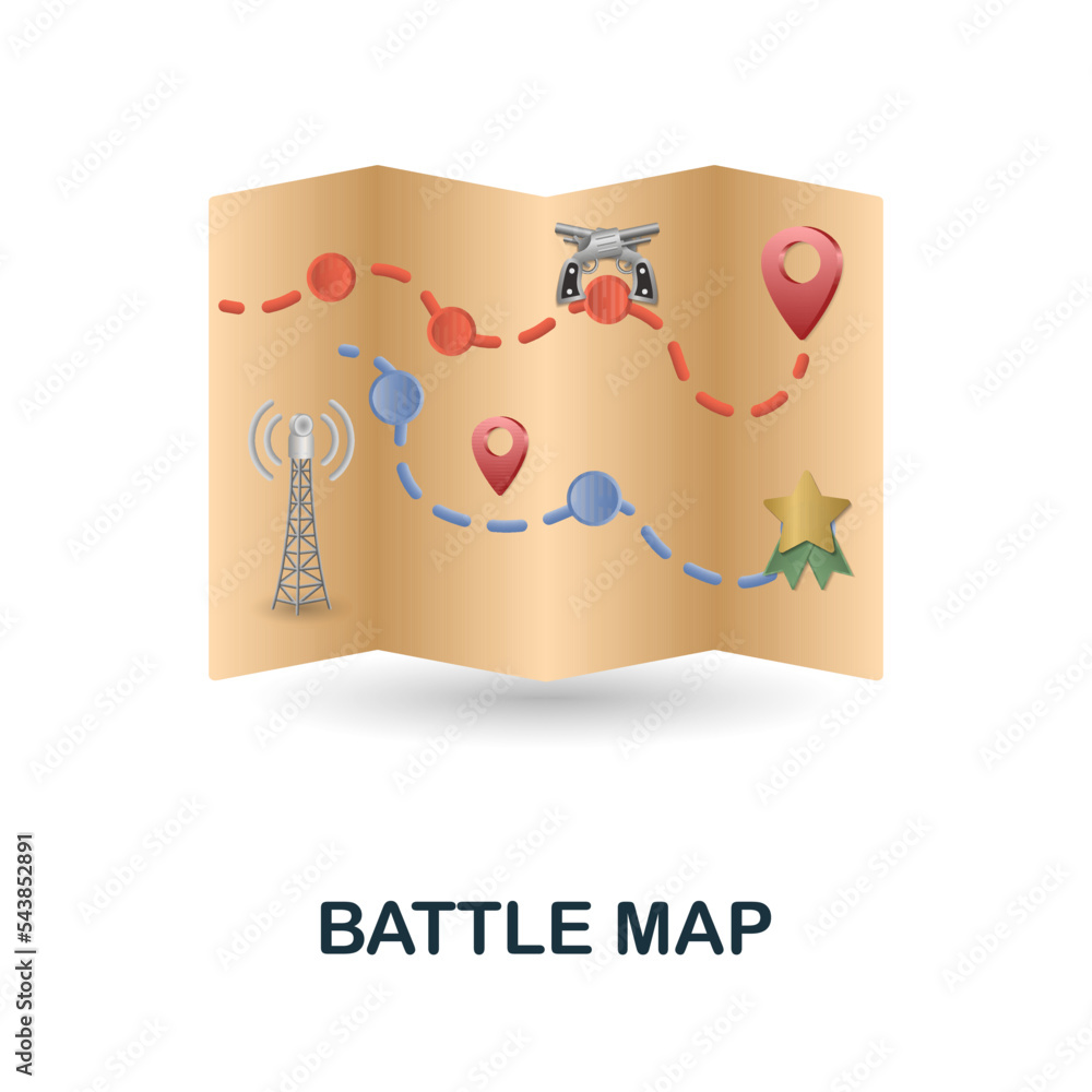 Battle Map icon. 3d illustration from war collection. Creative Battle ...