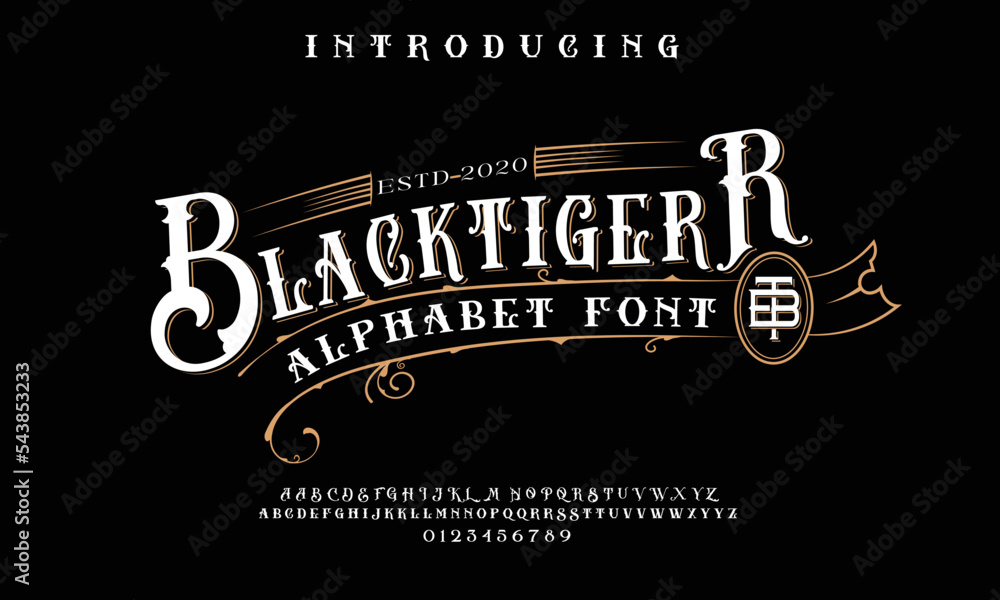 Vintage Victorian typeface decorative Font Stock Vector | Adobe Stock