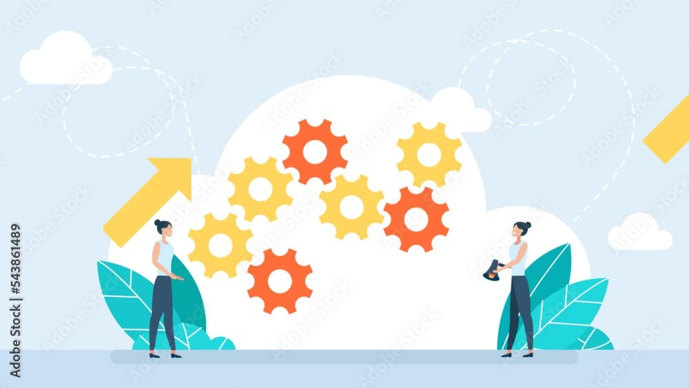 A woman holds a gear mechanism in her hands. The girl is holding a ...