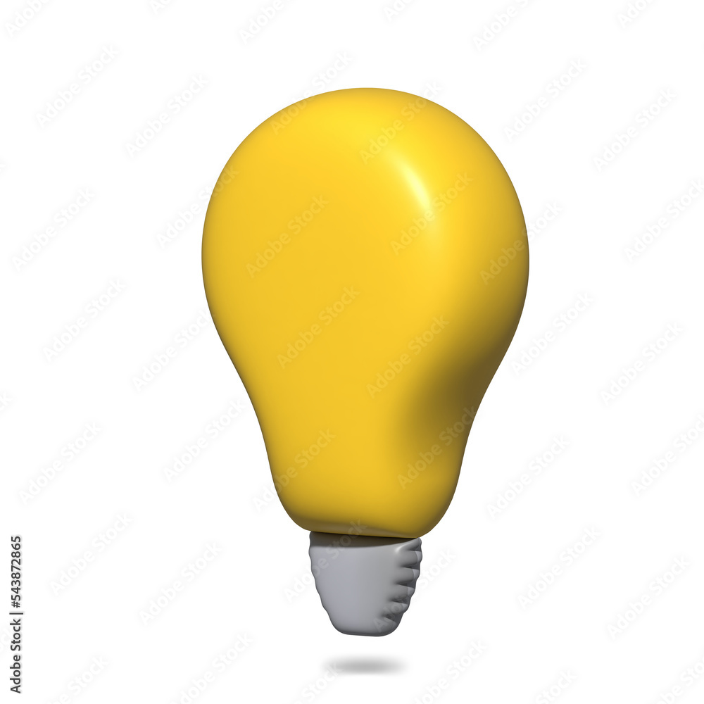 Minimal Idea Design Concept Yellow bulb on white background - 3d render ...