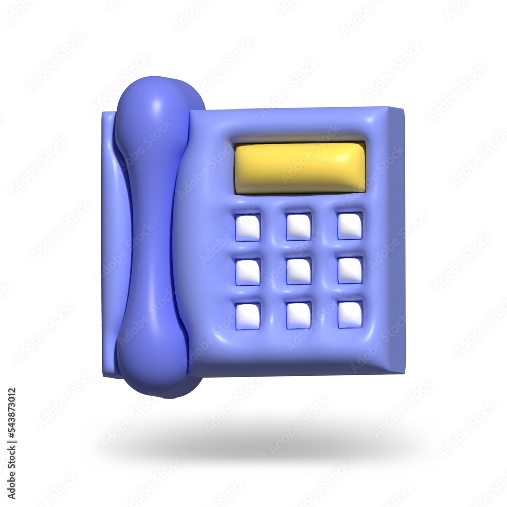 3D icon of telephone on white background, minimal app icons. 3d render ...