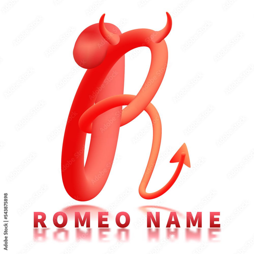custom letter R. devil initial text logo vector illustration Stock ...