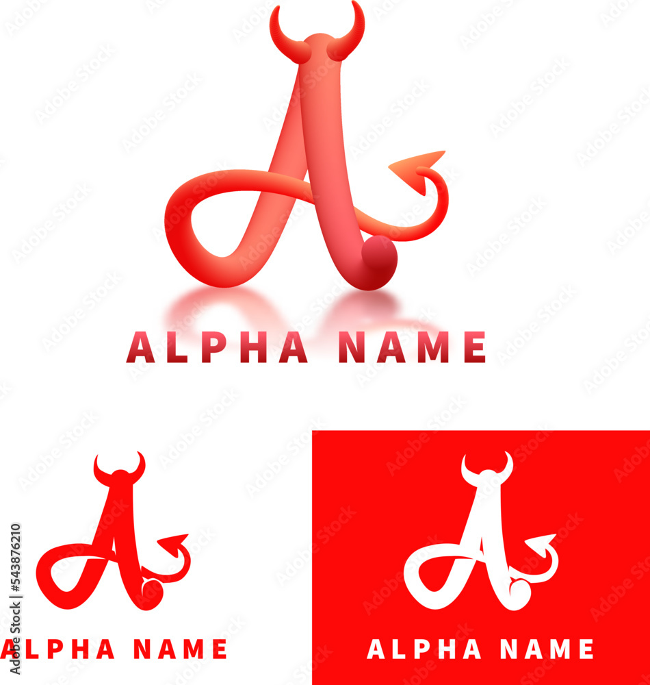 custom letter A. 3d devil form initial logo vector illustration Stock ...