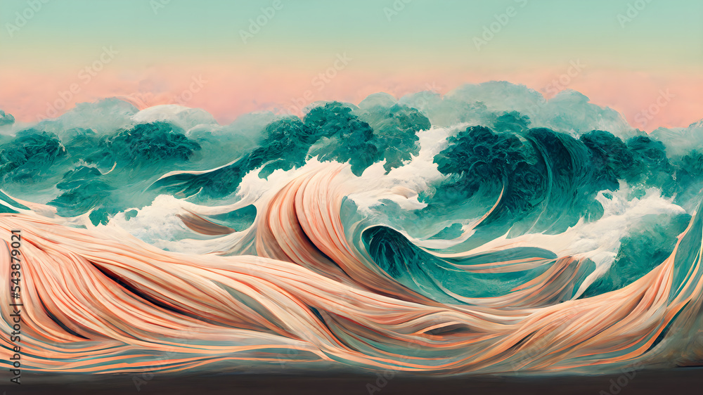 Ocean Waves Painting Japanese