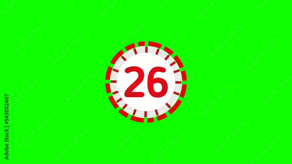 Simple cartoon countdown from 30 to 1. with a rotating circle frame ...