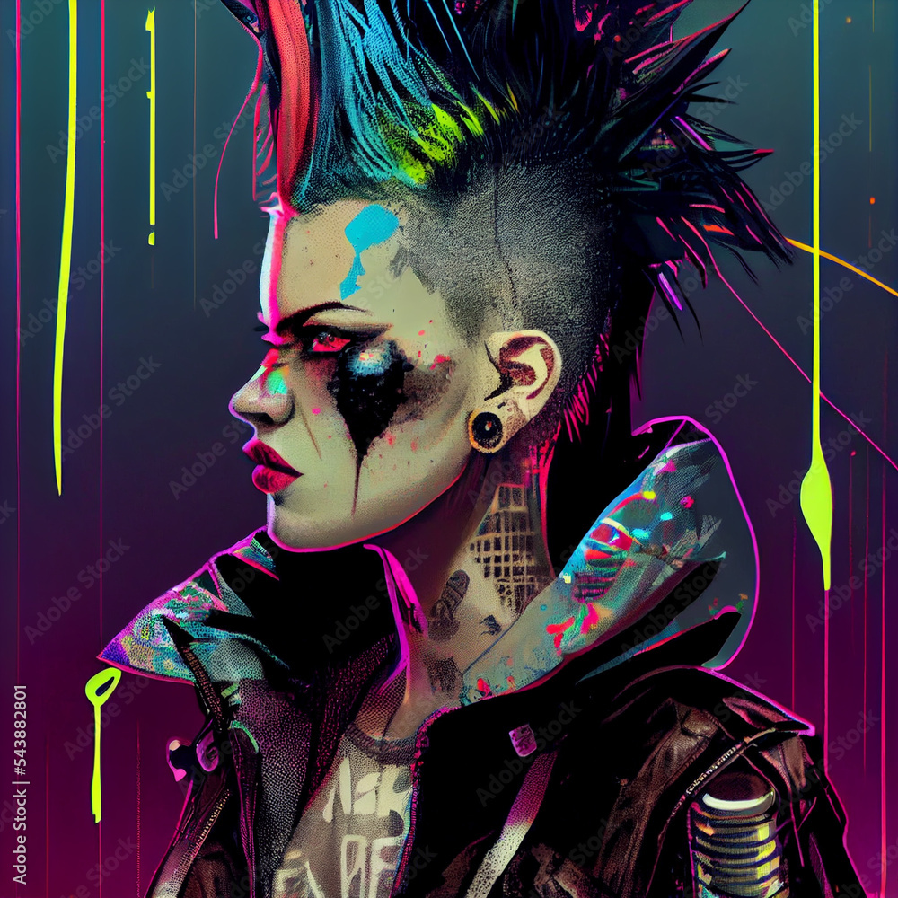 Cyberpunk Punk-Rock Hand drawn Manga and Anime Character in Comisc and ...