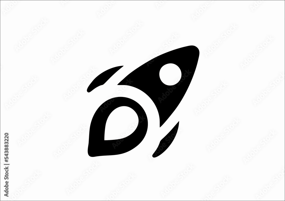 rocket icon symbol in white background, illustration of spaceship icon ...