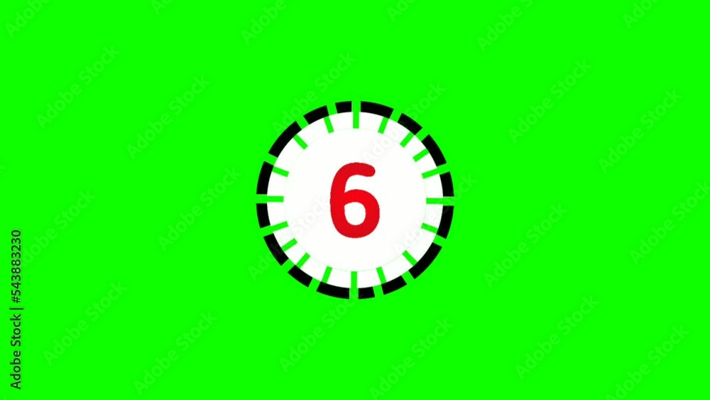 4K countdown cartoon animation number 10 to 1 on green screen ...