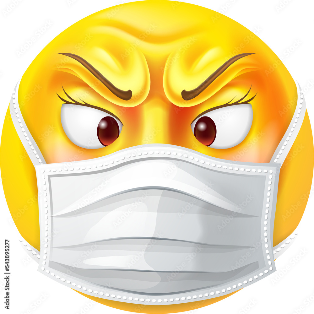 Angry Female Emoticon Emoji PPE Medical Mask Icon Stock Illustration ...