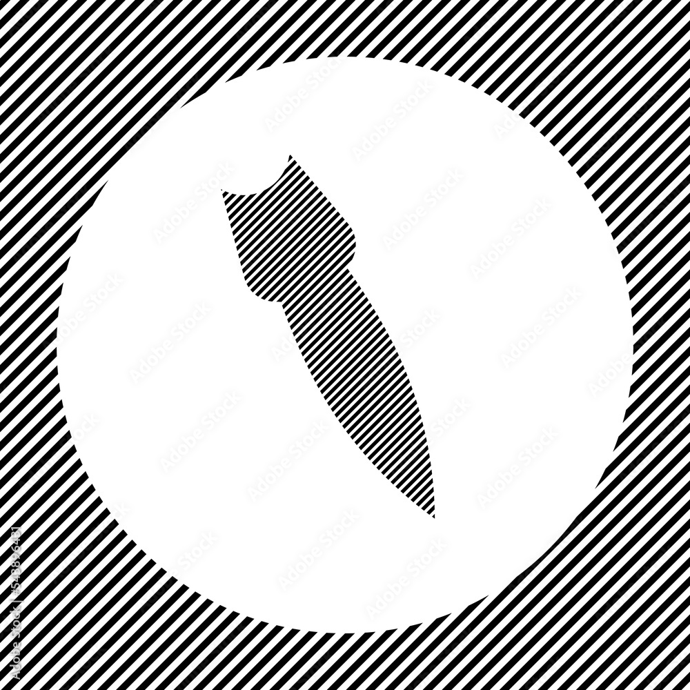 A large falling rocket symbol in the center as a hatch of black lines ...