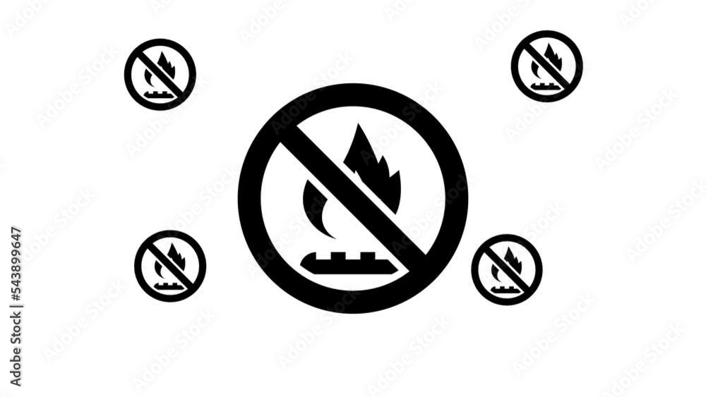 Zoom in and out animation the no gas symbol. Large black symbol in the ...
