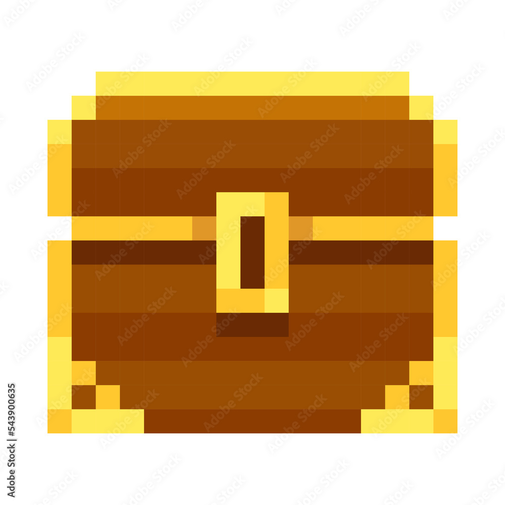 Color pixelated treasure chest. Vector illustration pixel art design ...
