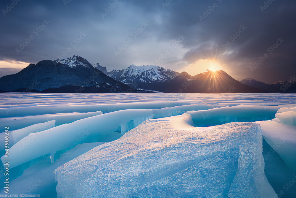 landscape with mountains and snow Stock Photo | Adobe Stock