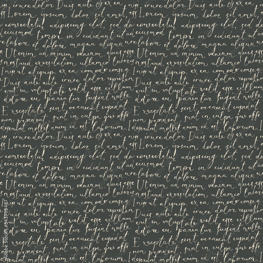 Vector seamless pattern with handwritten text on the old paper backdrop ...
