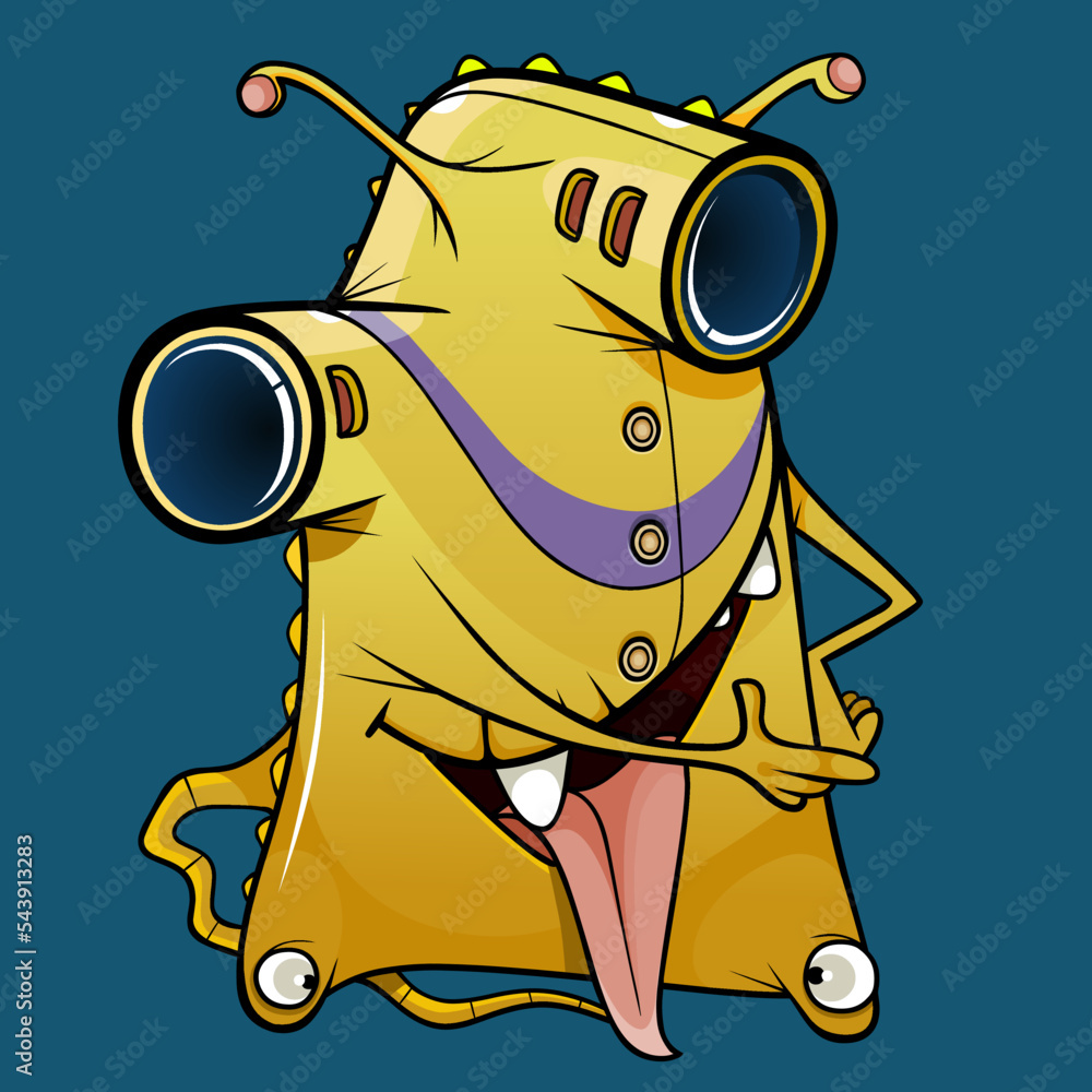 cartoon funny yellow creature with unusual eyes Stock Vector | Adobe Stock