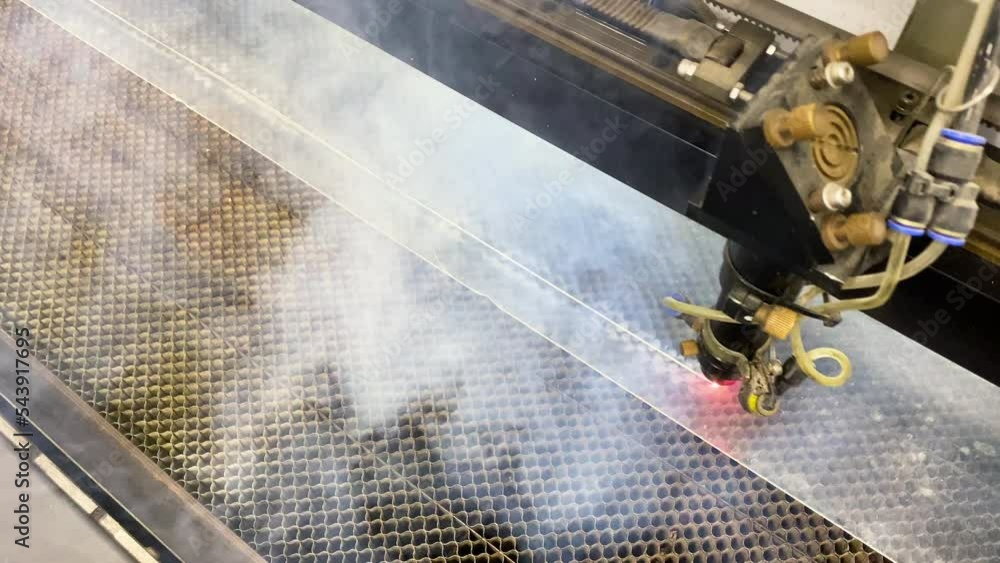 Cutting of polyethylene sheets on a machine with a red laser ...