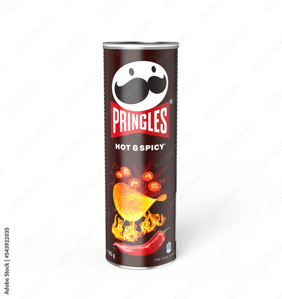 Malaga, Spain - November 07, 2022 Packet of Pringles Hot and Spicy ...