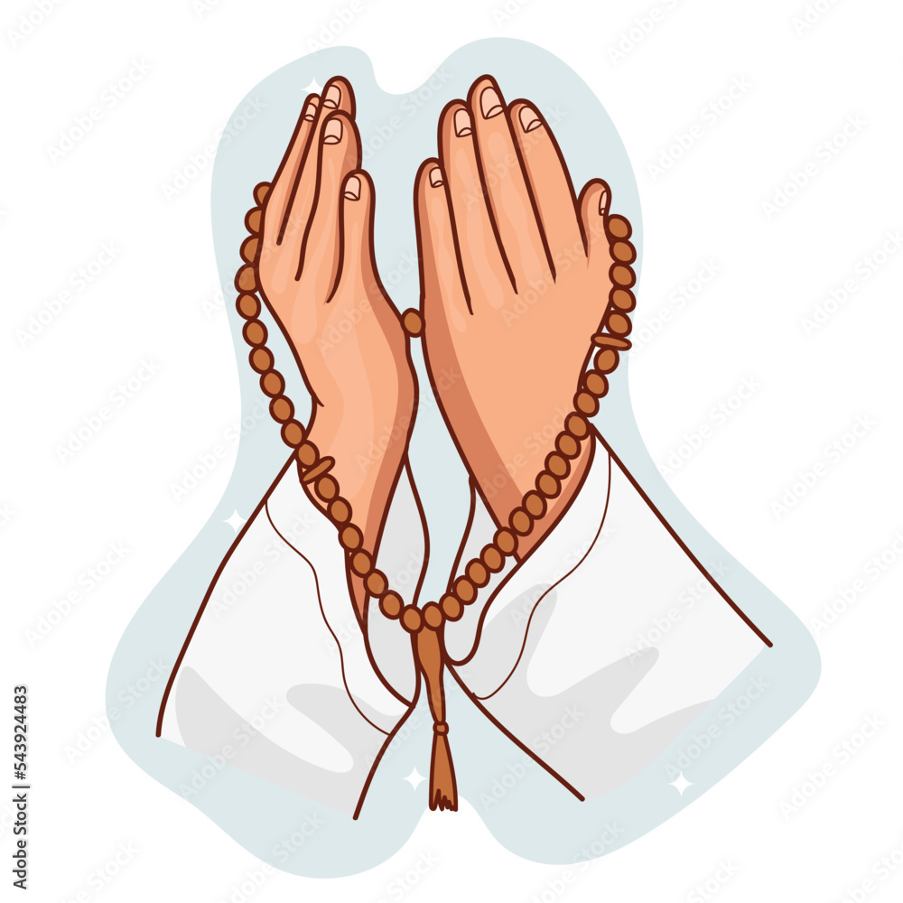 Muslim man hands holding rosary vector Stock Vector | Adobe Stock
