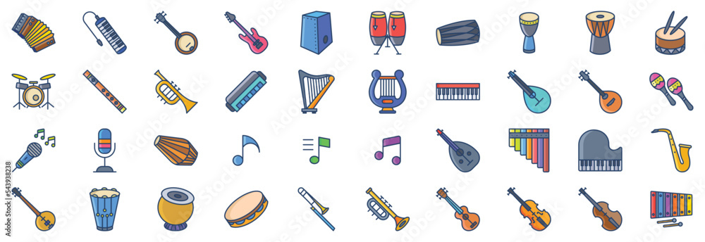 Collection of icons related to Music Instruments, including icons like ...