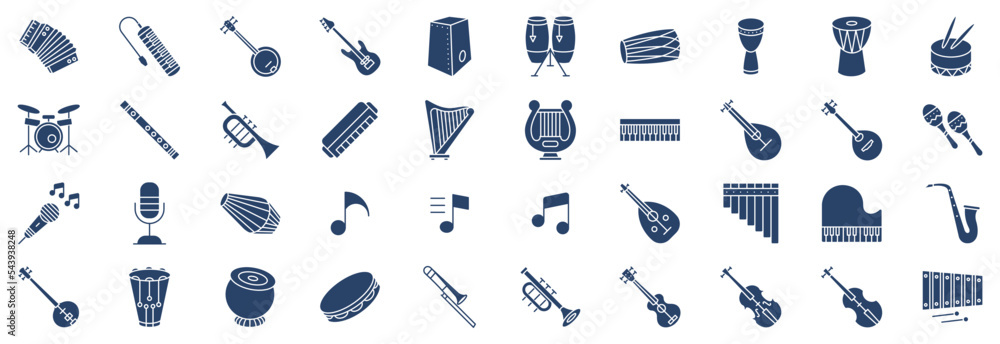 Collection of icons related to Music Instruments, including icons like ...