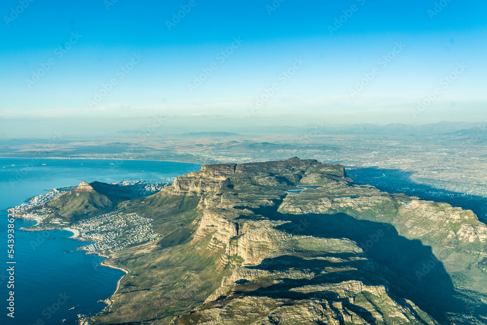 aerial landscape view with the famous Table Mountain National Park, the ...