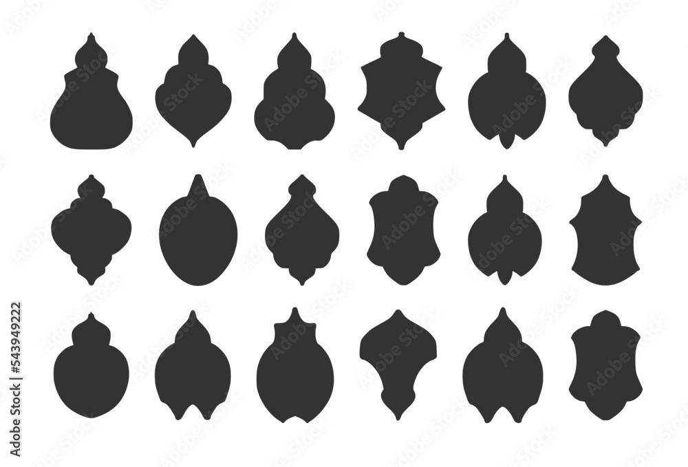 Islamic vector shape of a window or door arch. Arab frame set. Ramadan ...