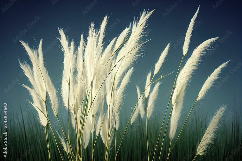 Abstract natural background of soft plants Cortaderia selloana. Pampas ...