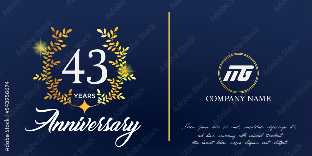 43rd anniversary logo with elegant ornament monogram and logo name ...