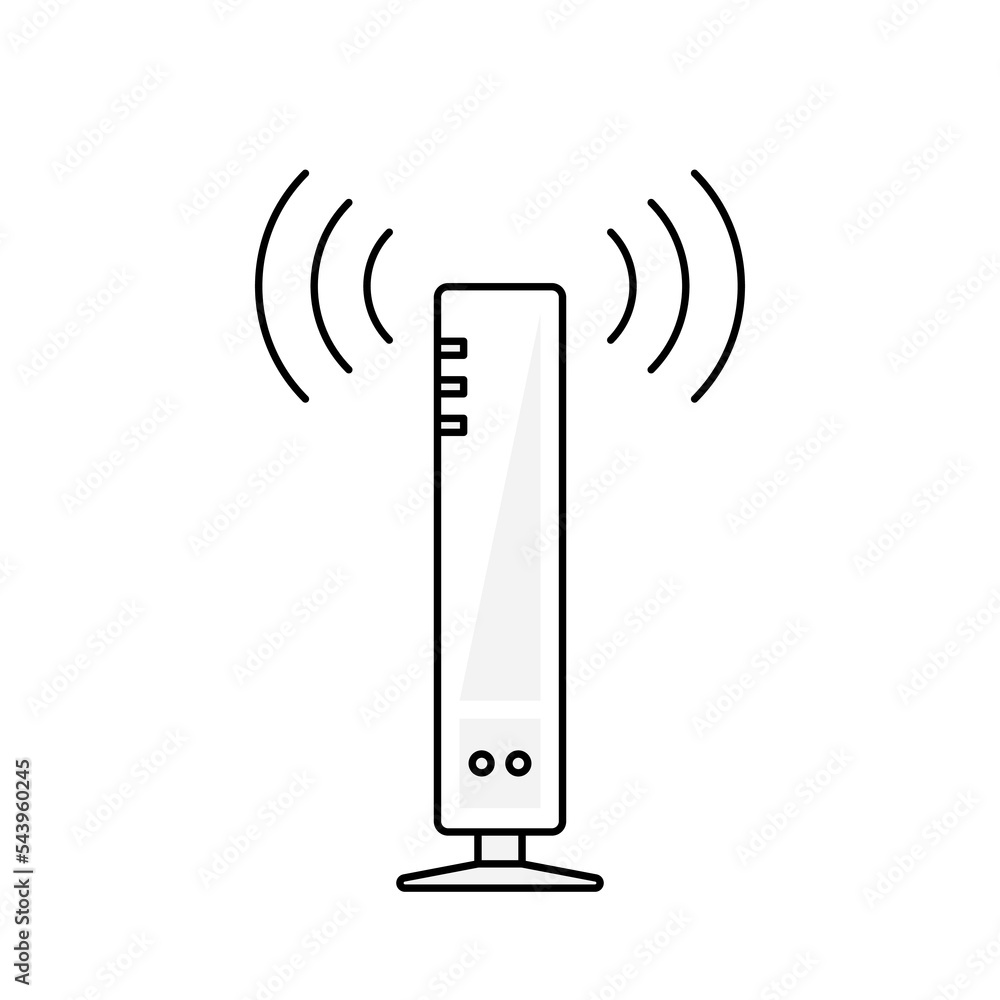 Wireless router clip art. Monochrome outline style. Stock Vector ...
