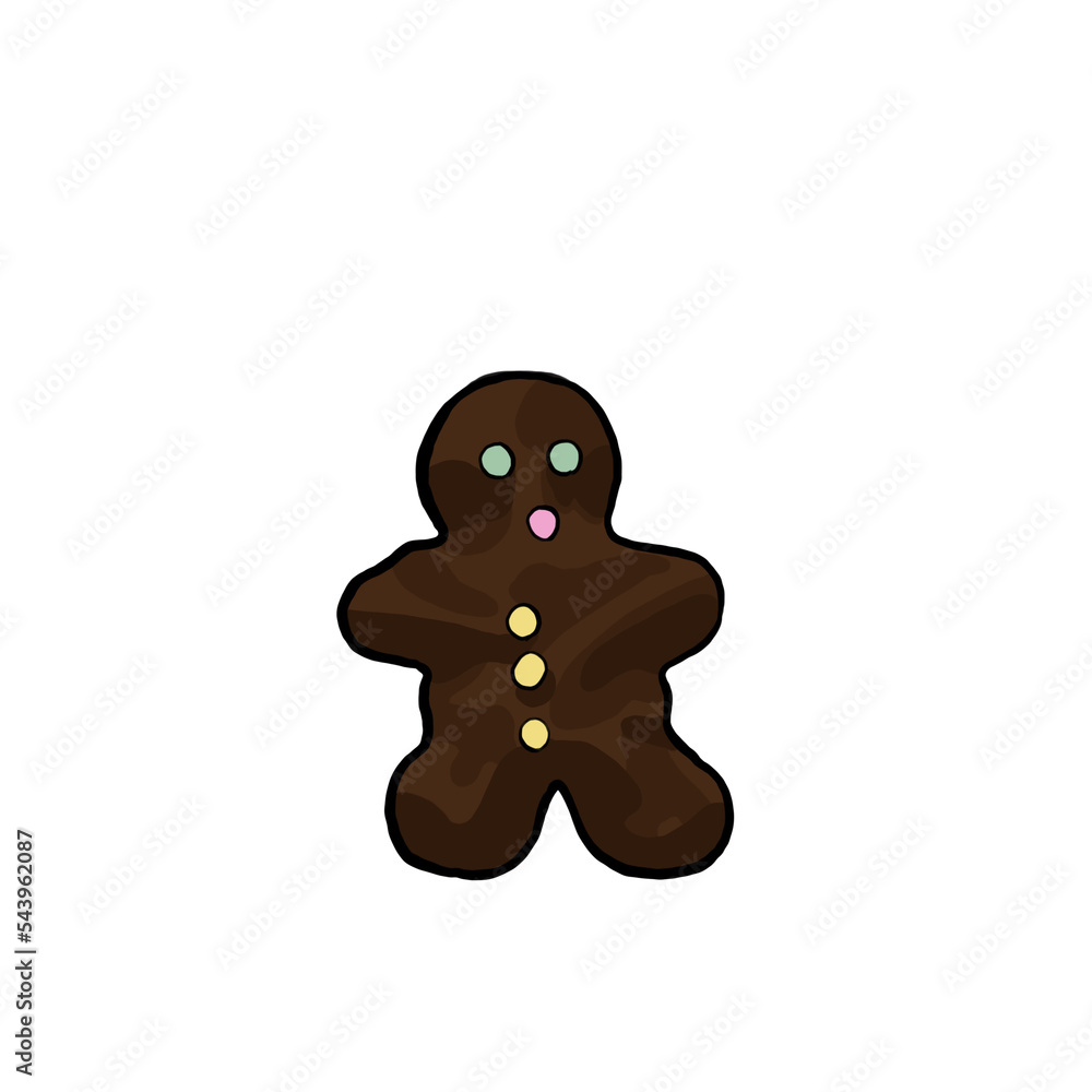 Chocolate glazed gingerbread man illustration - transparent background ...
