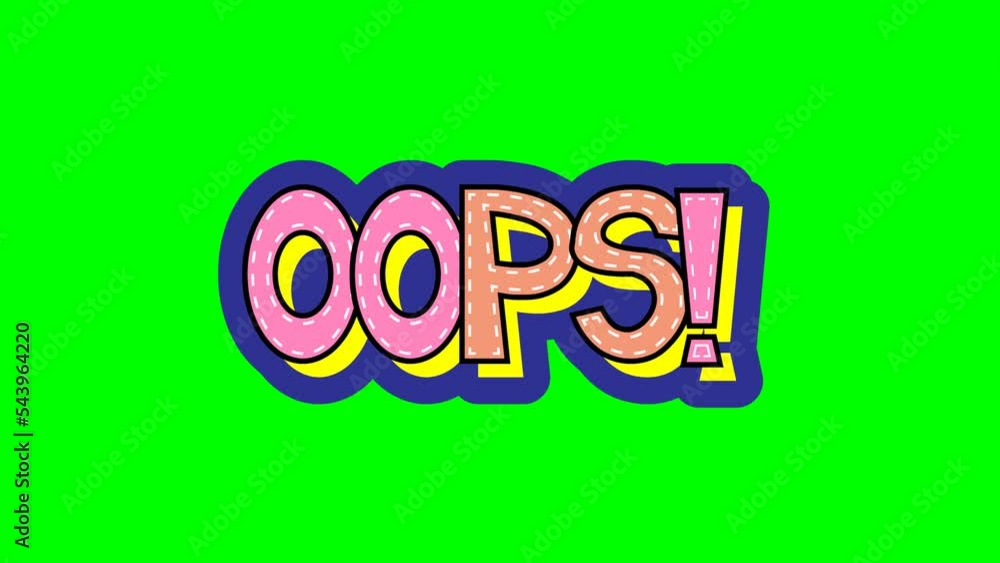 OPS Comic words animation green screen vídeo do Stock | Adobe Stock
