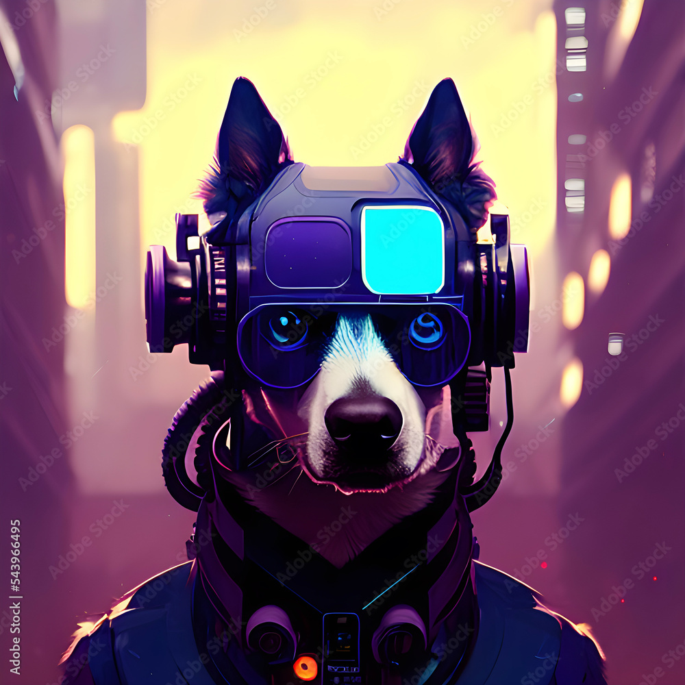 cyberpunk android dog Stock Illustration | Adobe Stock