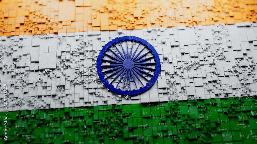 Flag of India rendered in a Futuristic 3D style. Indian Innovation ...