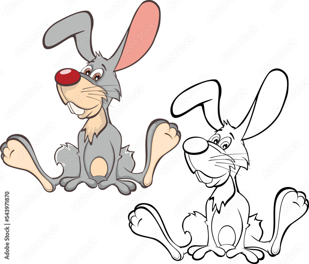 Vector Illustration of a Cute Rabbit. Cartoon Character. Coloring Book ...