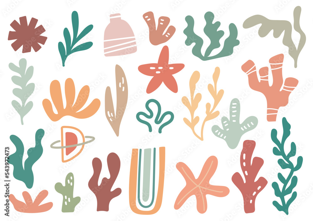 hand drawn floral aesthetic element pastel color Stock Vector | Adobe Stock