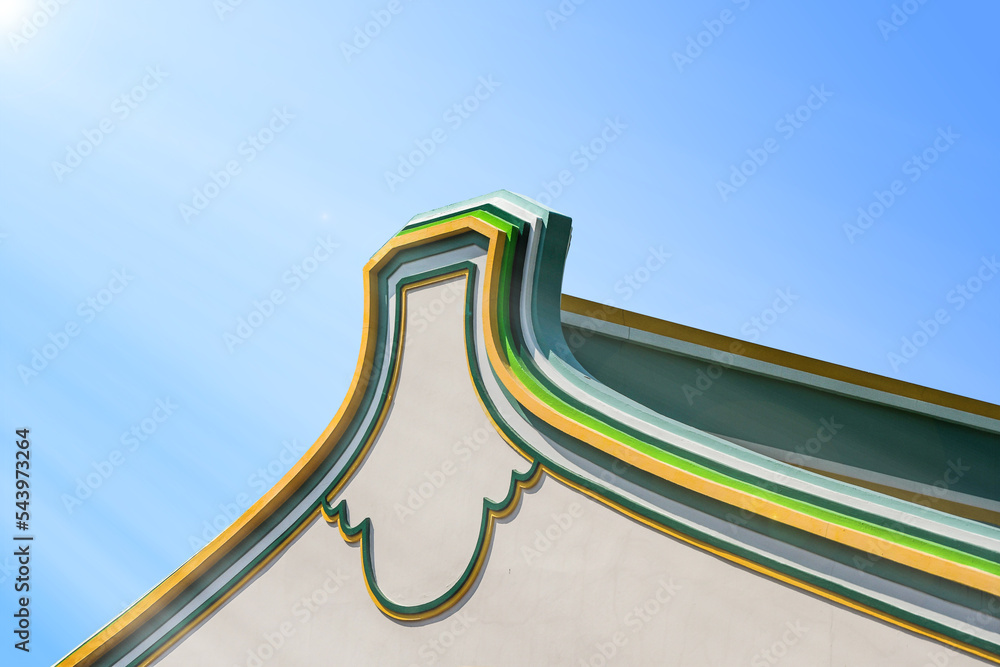 Chinese house roof.Geometric pattern background.Chinese Minimal house ...