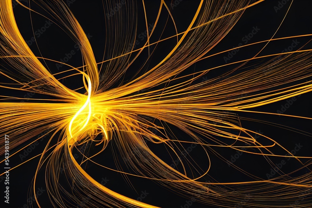 Golden glowing shiny lines effect. Luminous white lines of speed. Light ...