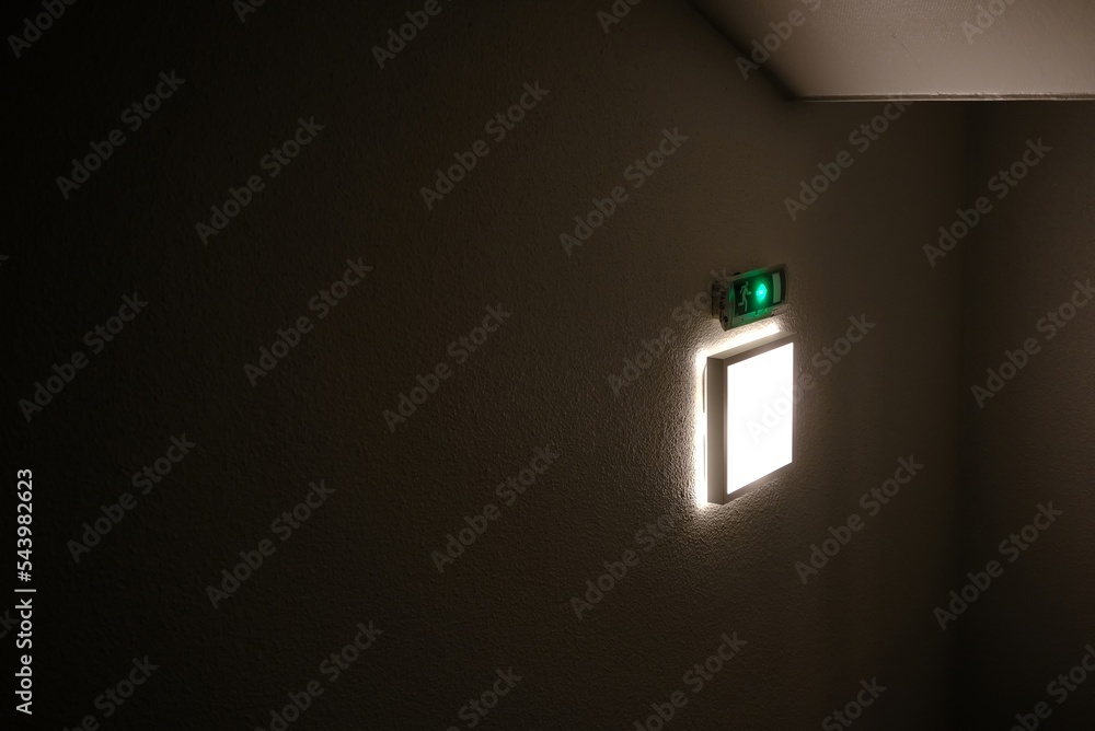 Fire Escape Sign and Emergency Light. Stock Photo | Adobe Stock