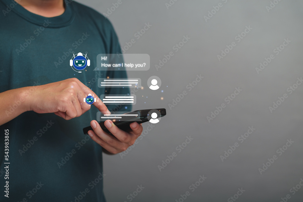 AI Chatbot intelligent digital customer service application concept ...
