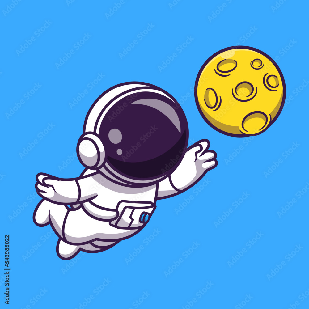 Grafika wektorowa Stock: Astronaut Floating with Moon Cartoon Vector ... Grafika wektorowa Stock: Astronaut Floating with Moon Cartoon Vector ...