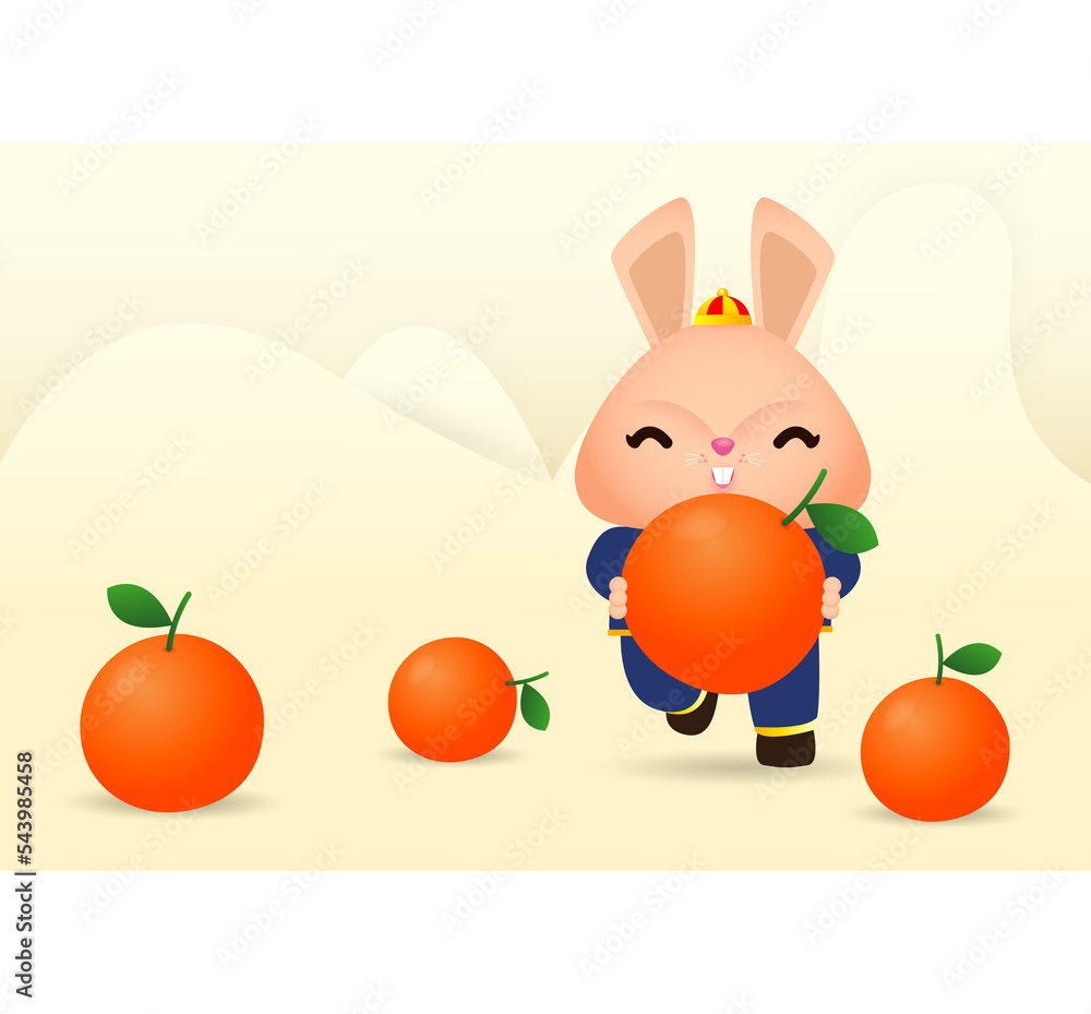 Happy Chinese new year 2023 greeting card background cute little rabbit ...