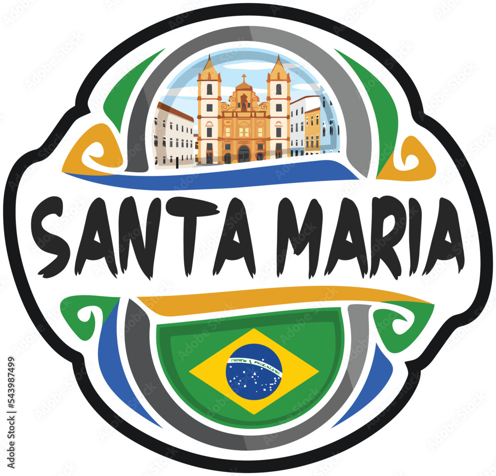 Santa Maria Brazil Flag Travel Souvenir Sticker Skyline Landmark Logo ...