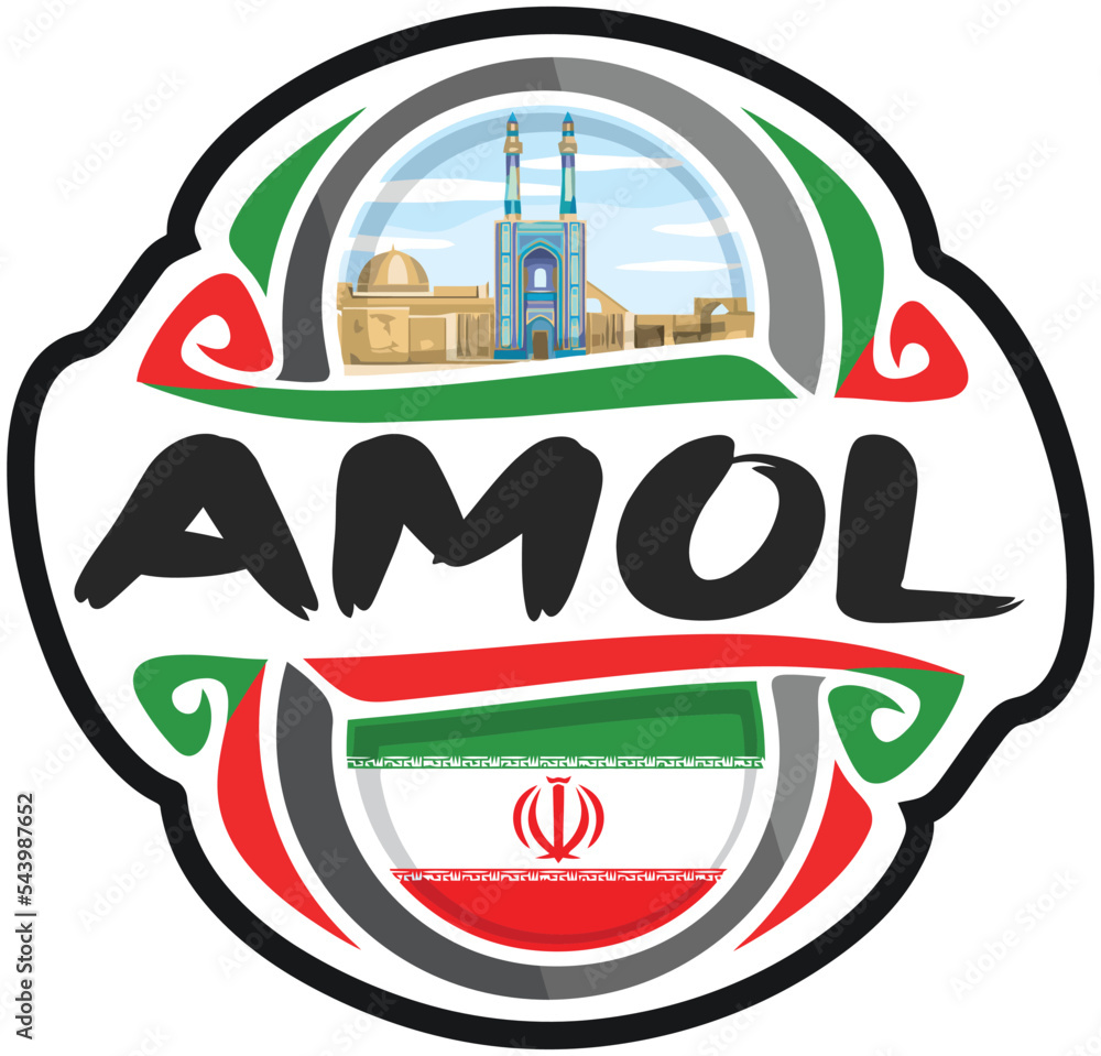 Amol Iran Flag Travel Souvenir Sticker Skyline Landmark Logo Badge ...