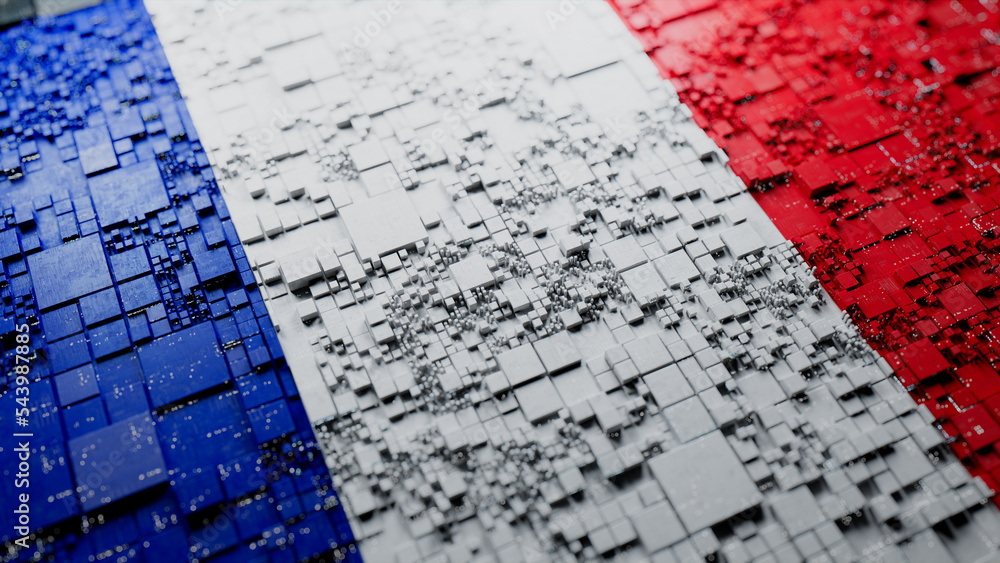 Flag of France rendered in a Futuristic 3D style. French Innovation ...