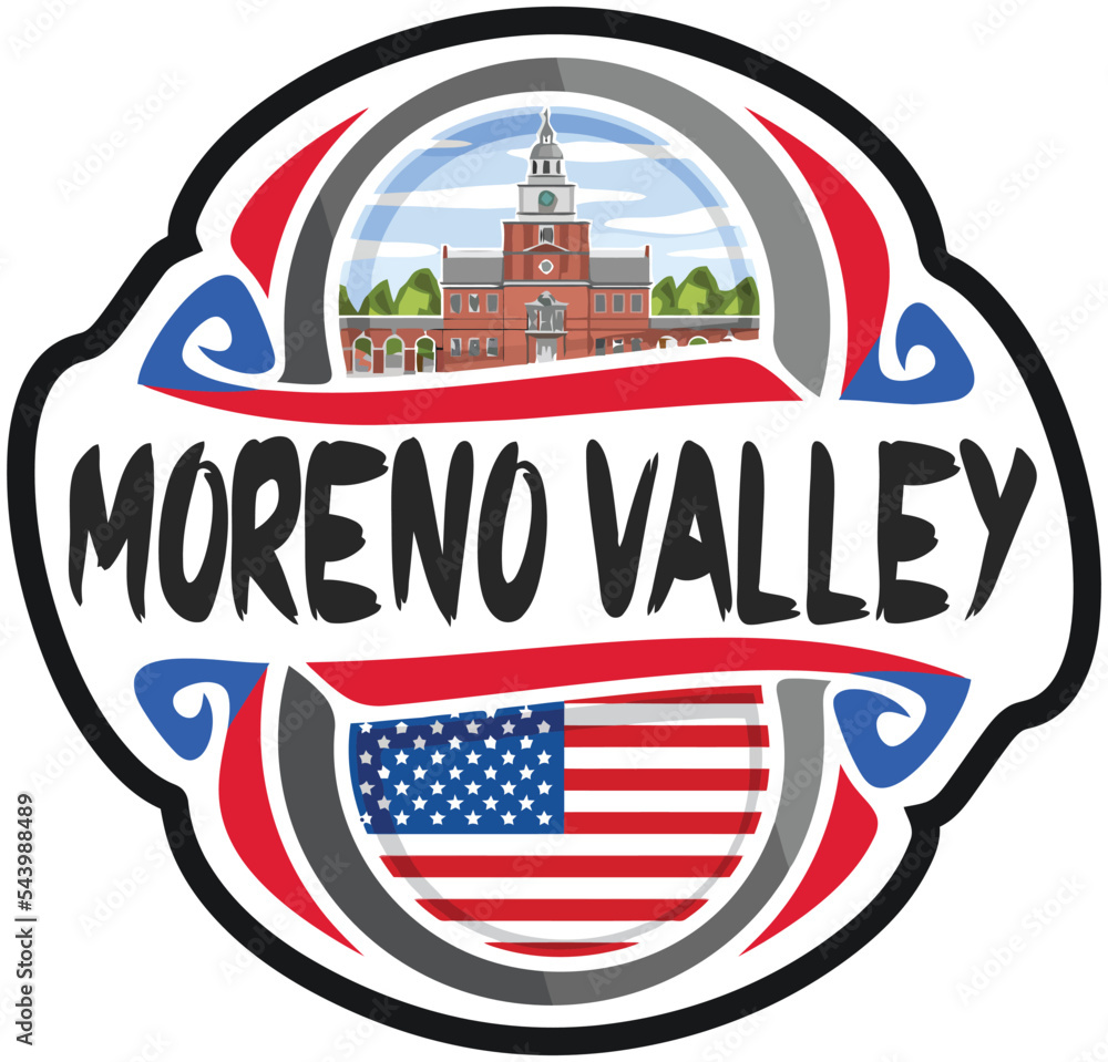 Vektorová grafika „Moreno Valley USA United States Flag Travel Souvenir ...