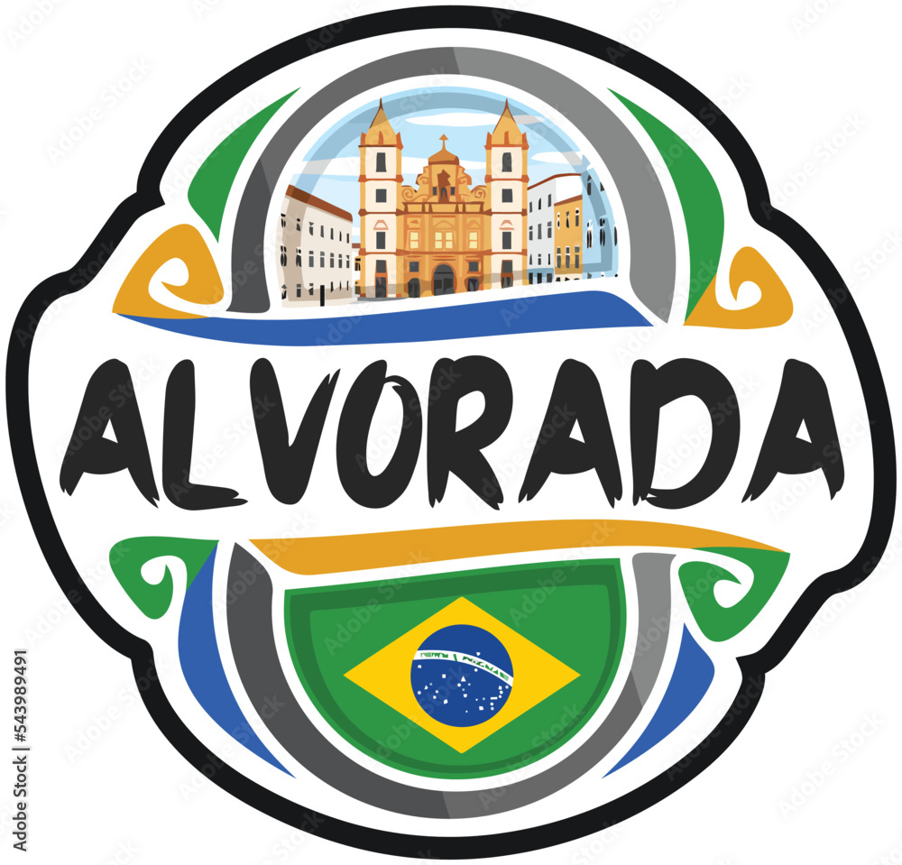 Alvorada Brazil Flag Travel Souvenir Sticker Skyline Landmark Logo ...