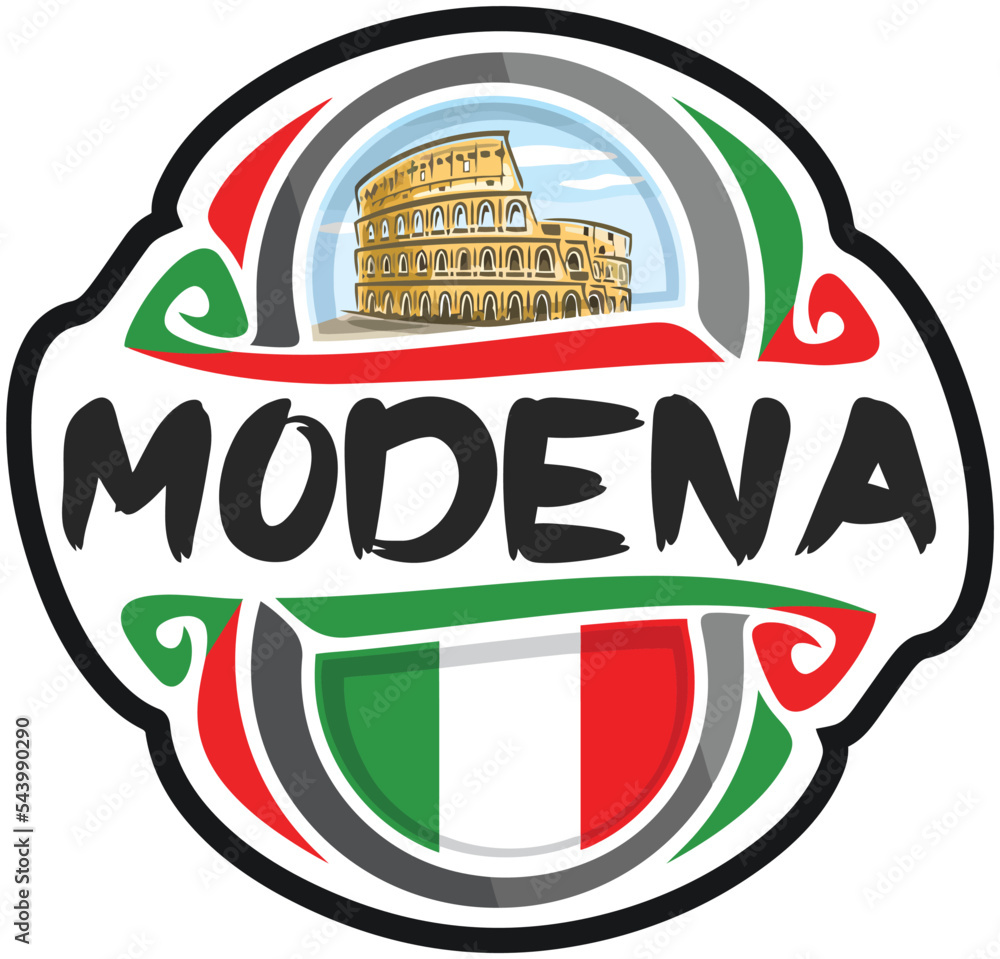 Modena Italy Flag Travel Souvenir Sticker Skyline Landmark Logo Badge ...