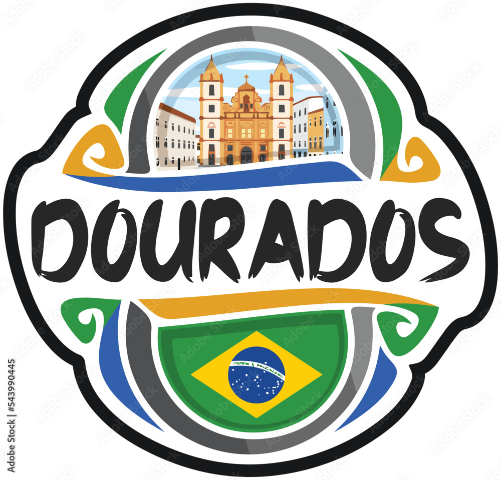 Dourados Brazil Flag Travel Souvenir Sticker Skyline Landmark Logo ...