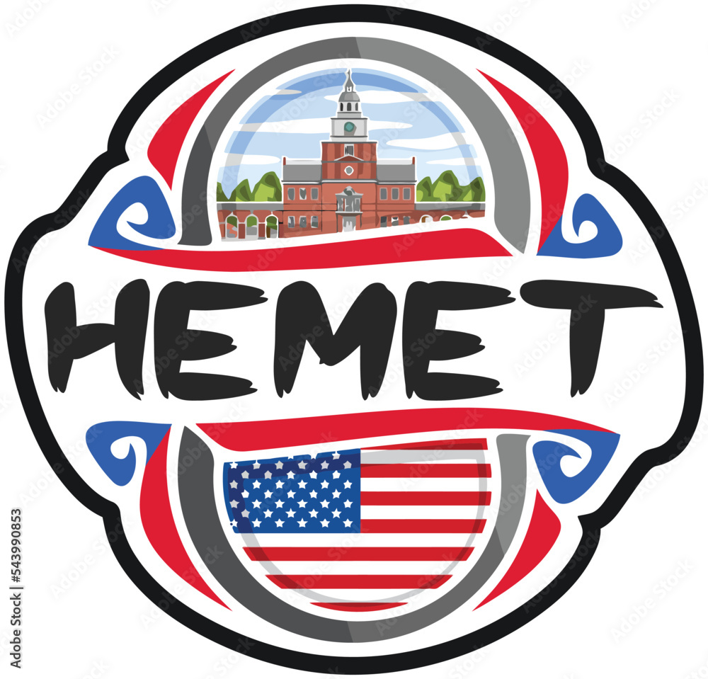 Hemet USA United States Flag Travel Souvenir Sticker Skyline Landmark ...